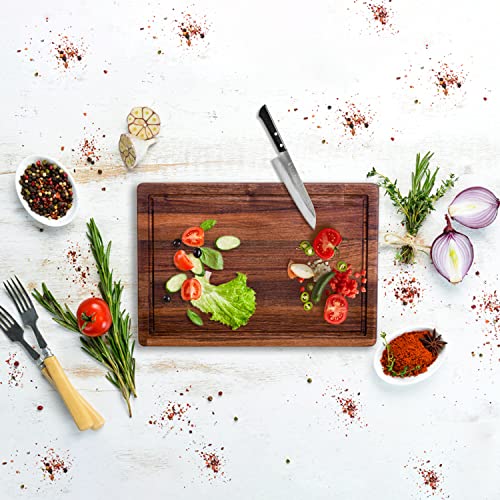 Kenzal Walnut Wood Cutting Boards for Kitchen, Heavy Duty chopping board with Juice Groove, Kitchen Chopping Board for Meat(Butcher Block), Cheese and Vegetables 13 x 10 Inches