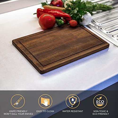 Kenzal Walnut Wood Cutting Boards for Kitchen, Heavy Duty chopping board with Juice Groove, Kitchen Chopping Board for Meat(Butcher Block), Cheese and Vegetables 13 x 10 Inches