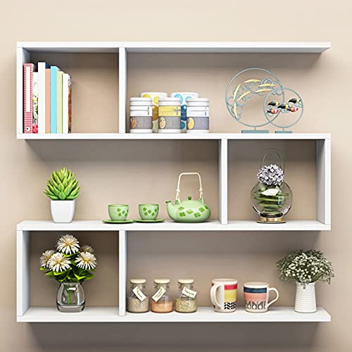 LITFAD Floating Shelf for Wall Storage, Decor Bookcase Engineered Wood Book Shelf Wall Shelf for Study Room Office Living Room Bedroom - White 39.4" L x 5.9" W x 29.5" H