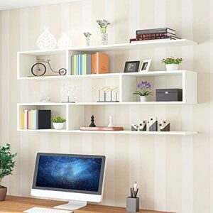 LITFAD Floating Shelf for Wall Storage, Decor Bookcase Engineered Wood Book Shelf Wall Shelf for Study Room Office Living Room Bedroom - White 39.4" L x 5.9" W x 29.5" H