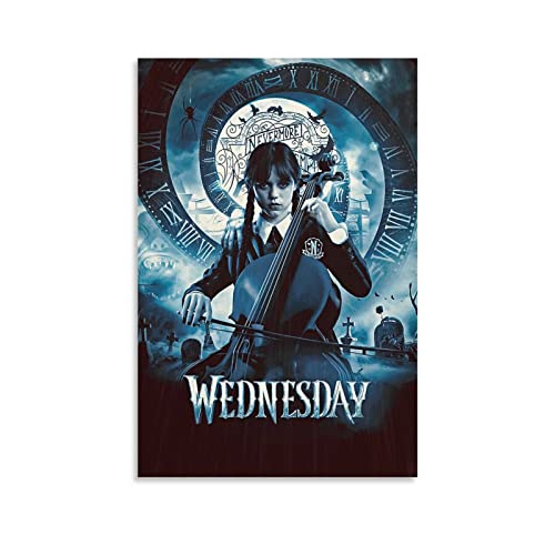 ZBDLXMD Wednesday Addams TV Series Poster Jenna Ortega Poster Canvas 90s Wall Art Room Aesthetic Posters 12x18inch(30x45cm)