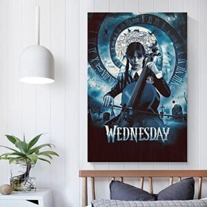 ZBDLXMD Wednesday Addams TV Series Poster Jenna Ortega Poster Canvas 90s Wall Art Room Aesthetic Posters 12x18inch(30x45cm)