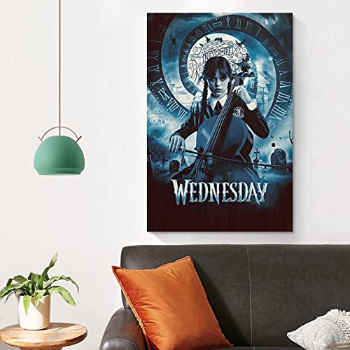 ZBDLXMD Wednesday Addams TV Series Poster Jenna Ortega Poster Canvas 90s Wall Art Room Aesthetic Posters 12x18inch(30x45cm)