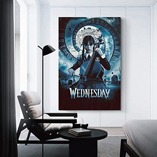 ZBDLXMD Wednesday Addams TV Series Poster Jenna Ortega Poster Canvas 90s Wall Art Room Aesthetic Posters 12x18inch(30x45cm)