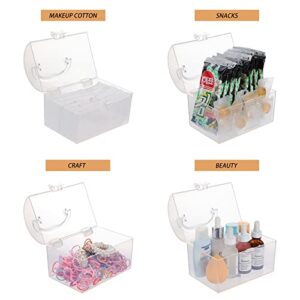 Plastic Square Storage Bin-Cabinet,Gift Box Portable Vanity Organizer with Secure Lid and Handle, Clear Container Box for Toiletries, Makeup, Hair Accessories,Crafts (1 Box)