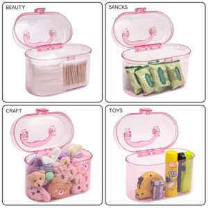 Plastic Square Storage Bin-Cabinet,Gift Box Portable Vanity Organizer with Secure Lid and Handle, Clear Container Box for Toiletries (1 Red Box + 1 Middle Box + 1 Small Box)