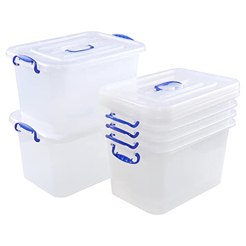 Teyyvn 6-Pack Clear Storage Box, 12 L Plastic Storage Bin with Handle