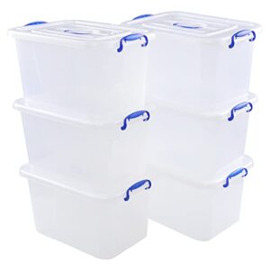 Teyyvn 6-Pack Clear Storage Box, 12 L Plastic Storage Bin with Handle