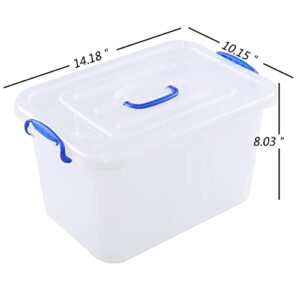 Teyyvn 6-Pack Clear Storage Box, 12 L Plastic Storage Bin with Handle