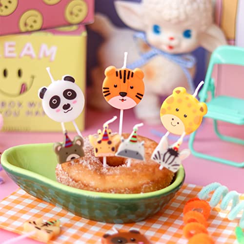 Cute Animal Birthday Candles, Cute Tiger Giraffe Bear Panda Face Shaped Cake Cupcake Candles for Birthday Baby Shower Party Supplies - Set of 4