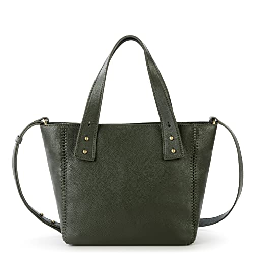 The Sak Liv Satchel in Leather, Large Purse with Removable, Convertible Straps, Moss