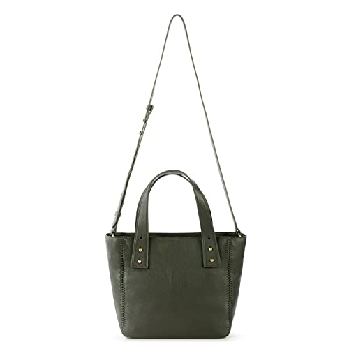 The Sak Liv Satchel in Leather, Large Purse with Removable, Convertible Straps, Moss