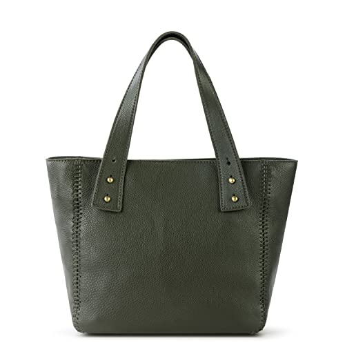 The Sak Liv Satchel in Leather, Large Purse with Removable, Convertible Straps, Moss