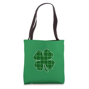 funny st patricks day irish green buffalo plaid shamrock tote bag