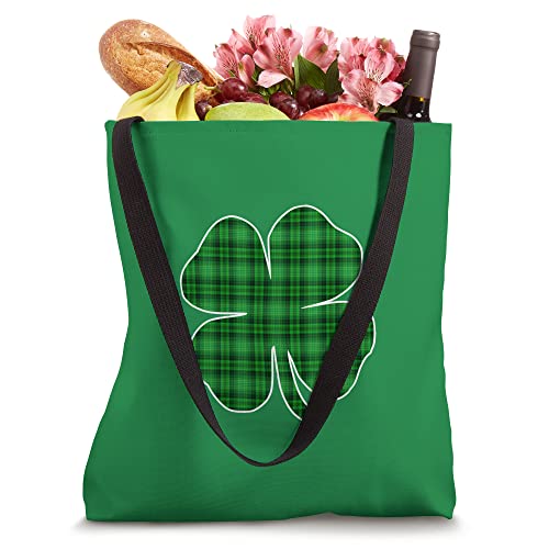 Funny St Patricks Day Irish Green Buffalo Plaid Shamrock Tote Bag