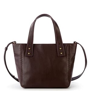 the sak liv satchel in leather, large purse with removable, convertible straps, mahogany