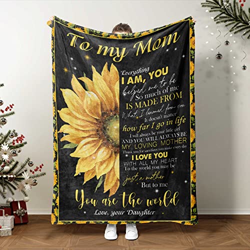 Pavo Gifts for Mom Throw Blanket, Sunflower Mom Gift from Daughter, Birthday Gifts for Mom Unique, Best Mom Ever Gifts for Anniversary, Christmas, Valentines Day, Soft Bed Blanket for Mom - New