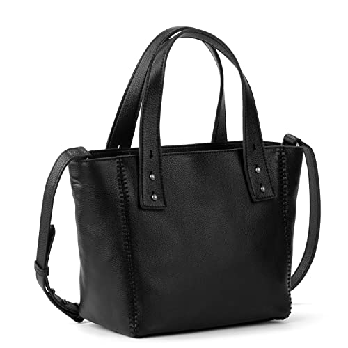 The Sak Liv Satchel in Leather, Large Purse with Removable, Convertible Straps, Black