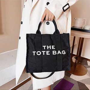 The Tote Bag for Women Crossbody Canvas Tote Bag Travel Canvas Tote Bags with Zipper Work Tote Bags Shoulder Crossbody Bags (Black)