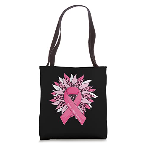 Breast Cancer Pink Ribbon Sunflower Breast Cancer Awareness Tote Bag