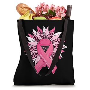 Breast Cancer Pink Ribbon Sunflower Breast Cancer Awareness Tote Bag