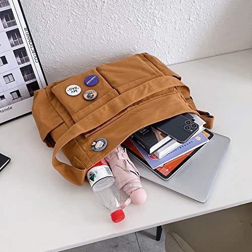 Canvas Messenger Bag Large Hobo Crossbody Bag with Multiple Pockets Canvas Shoulder Tote Bag Handbag for Women and Men