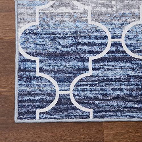 FairOnly Indoor Large Area Rugs 8x10 Stain Resistant Washable Rug, Non-Shedding Anti Slip Backing Rugs for Living Room Bedroom Dining Room,Blue