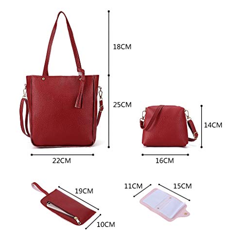 4pcs 2023 Tote Bag for Women Leather Bags Ladies Purse Shoulder Bags Girls Travel Bag Casual Satchel Handbags for Women