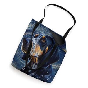 Bluetick Coonhound in Starry Night Painting Dog Mom Dad Tote Bag