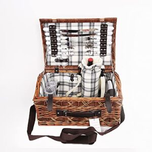 4-person picnic basket set with complete dinnerware – ideal for camping, beach, park, and hiking adventures