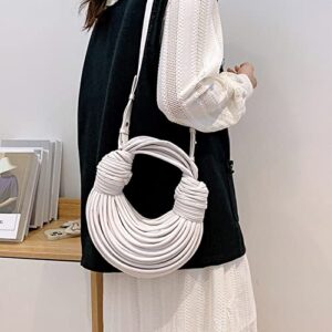 Hand-Woven Bread Handbag Noodles underarm bag shoulder bag leather women's bag crescent bag small handbag