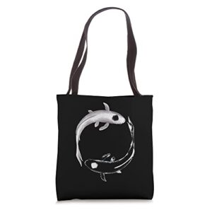 yin yang japanese koi fish nishikigoi sanke showa carp fish tote bag