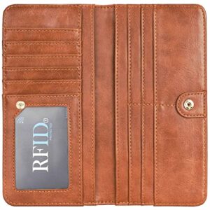 aphison wallet women ultra slim thin leather womens wallet rfid blocking credit card holder bifold clutch long ladies billfold