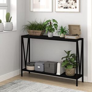 Amyove Black Console Table, 42.9" Black Entryway Table, Industrial 2-Tier Skinny Sofa Table with Shelf, Console Tables for Entryway, Living Room, Hallway, Foyer, Corridor, Office