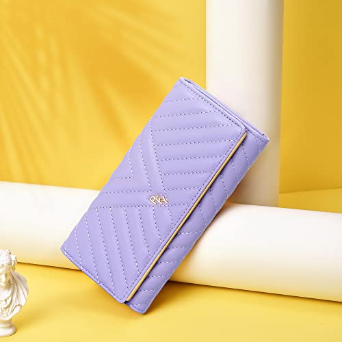 FEITH&FELLY Women's Wallet Large Capacity PU Leather Ladies Long Clutch Trifold Card Holder Travel Purse