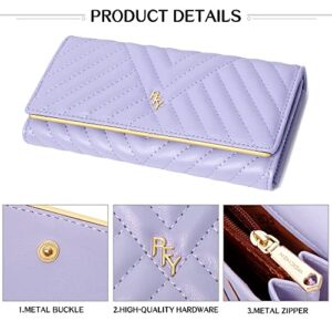 FEITH&FELLY Women's Wallet Large Capacity PU Leather Ladies Long Clutch Trifold Card Holder Travel Purse