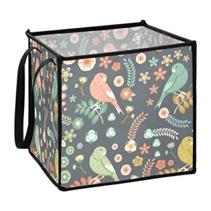 kigai retro flowers birds cube storage bins, 13x13x13inch collapsible fabric storage cubes organizer with handles decorative storage baskets for home, shelf, closet