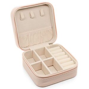 small jewelry box, travel portable jewelry case for ring, pendant, earring, necklace, bracelet organizer storage holder boxes, 1 pcs (pink)