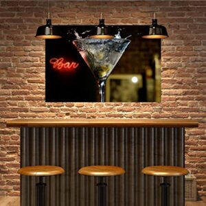 Bulljive Brands Premium Metal Martini Wall Art | Captivating Floating Mount Display | Wall Décor For Home Bar Kitchen And Dining Room | 3 Sizes Large To Small