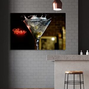 Bulljive Brands Premium Metal Martini Wall Art | Captivating Floating Mount Display | Wall Décor For Home Bar Kitchen And Dining Room | 3 Sizes Large To Small