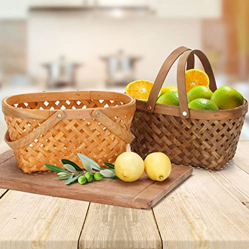 Small Woochip Wicker Baskets, Baskets for Gfits Empty, Picnic Baskets, Easter Basket, Baskets for Collecting Egss, Kids Toys, Holloween, Christmas - Honey