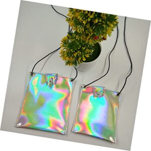 COLLBATH S - Cell Holographic with for Bag Size Hologram Clutch Pouch Girls Wallet Women Crossbody Cash Shoulder Phone Purse Leather Evening Handbag Chain Pu