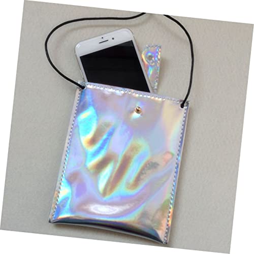 COLLBATH S - Cell Holographic with for Bag Size Hologram Clutch Pouch Girls Wallet Women Crossbody Cash Shoulder Phone Purse Leather Evening Handbag Chain Pu