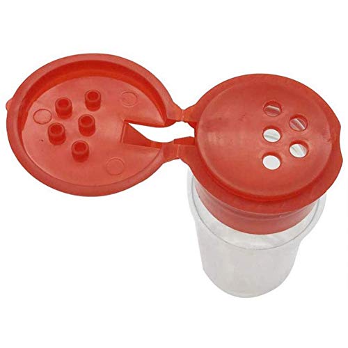 Misaso 50 Empty Plastic Spice Bottles for Storing Barbecue Seasoning Salt Pepper Etc. 100Ml / 3.3Oz, Red