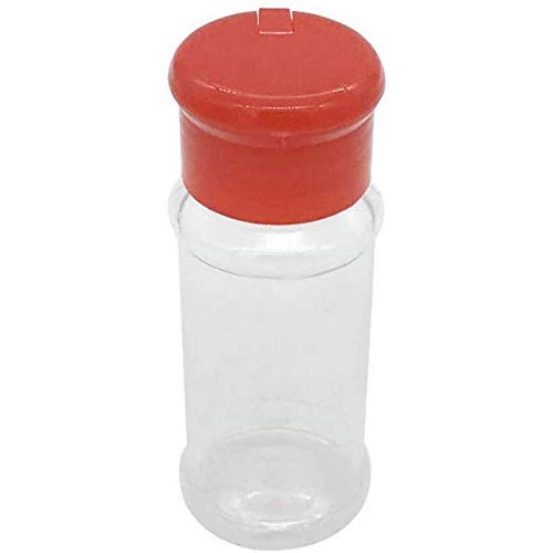 Misaso 50 Empty Plastic Spice Bottles for Storing Barbecue Seasoning Salt Pepper Etc. 100Ml / 3.3Oz, Red