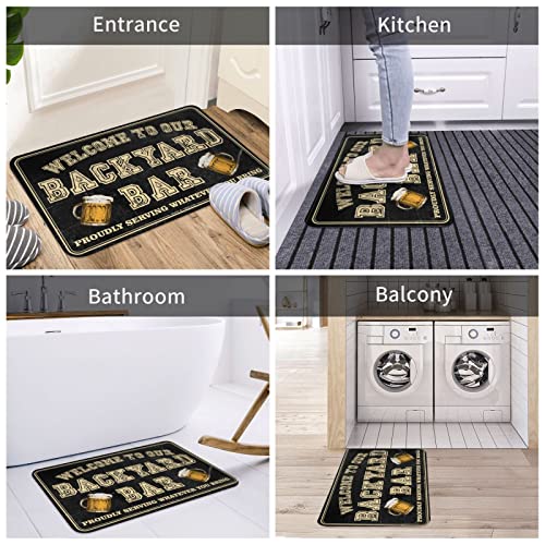 Entryway Mat Welcome to Our Backyard Bar Proudly Serving Whatever You Bring Non-Slip Rugs Rubber Backing Home Decor Indoor Doormat Easy Clean for Inside Floor Mats 20 * 32 Inches