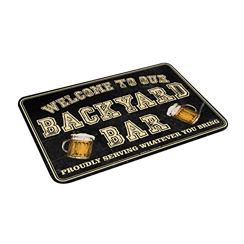 Entryway Mat Welcome to Our Backyard Bar Proudly Serving Whatever You Bring Non-Slip Rugs Rubber Backing Home Decor Indoor Doormat Easy Clean for Inside Floor Mats 20 * 32 Inches