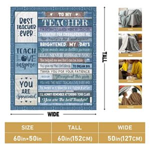 Teacher Gifts for Women, Best Teacher Appreciation Gifts for Mothers Day, Back to School Teacher Gifts, Gifts for Teachers from Students, Thank You Gift for Teacher Throw Blanket 60 x 50 Inch