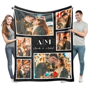 easycosy personalized photo blankets for couples gifts, custom picture throw blanket for girlfriend boyfriend gifts, anniversary birthday 30″x40″