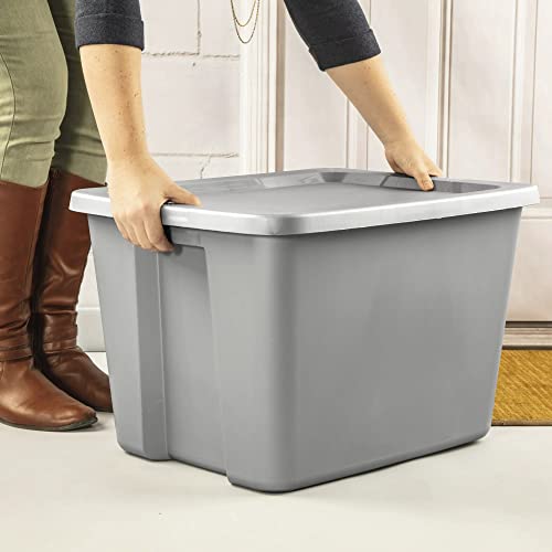 18 Gallon Plastic Storage Tote Box,Storage Bin Tote Organizing Container With Durable Lid, Stackable and Nestable Snap Lid Plastic Storage Bin,Gray,Set of 8